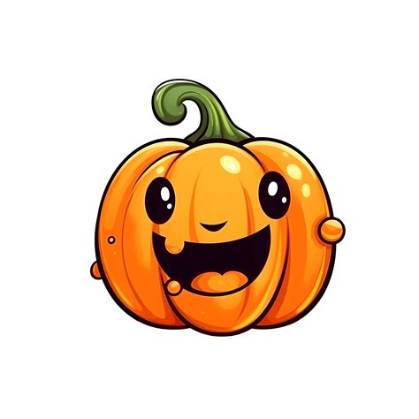 Halloween Cute Cartoon Pumpkin Character Smile Isolated On White