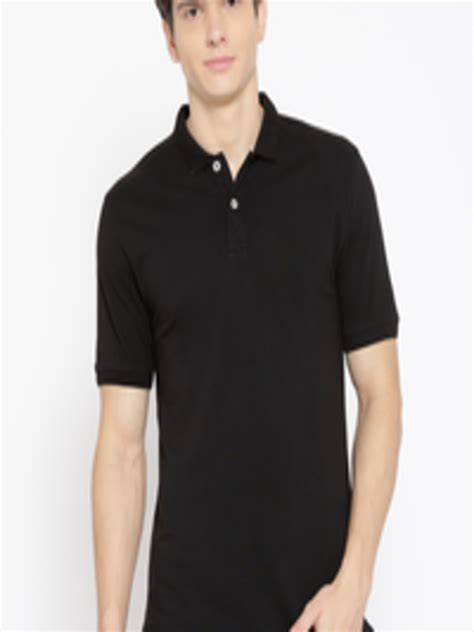 Buy Harbornbay Men Black Solid Polo Collar T Shirt Tshirts For Men
