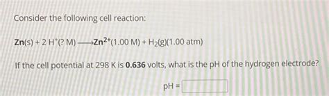 Solved Consider The Following Cell Reaction