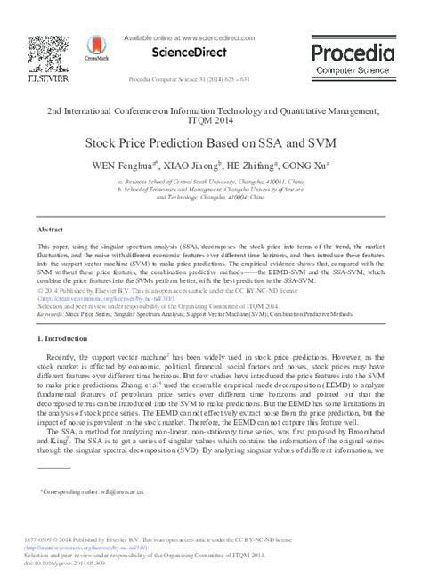 pdf stock price prediction based on ssa and svm