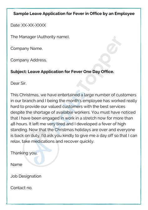 Leave Application For Fever How To Write Leave Application For Fever