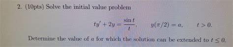 solved 2 10pts solve the initial value problem sinh ty