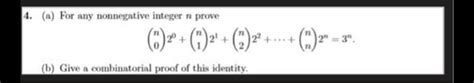 Solved 4 A For Any Nonnegative Integer N Prove 212