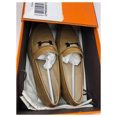 Hermès Mocassin Cuir Marron Clair Ref116437 Joli Closet