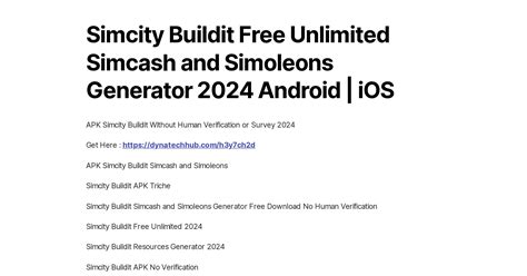 Simcity Buildit Free Unlimited Simcash And Simoleons Generator