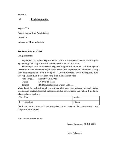 Form Pengajuan Proyektor Pdf