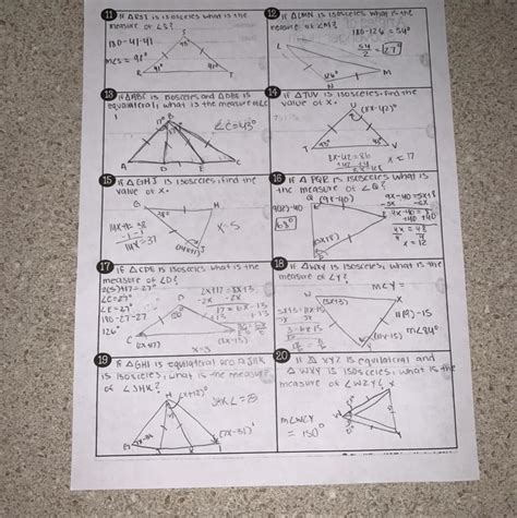 Angles Of Triangles Scavenger Hunt Answer Key Brainly Worksheets Library