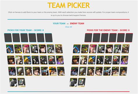 Overwatch Hero Picker Team Composition Hero Counters And Synergies