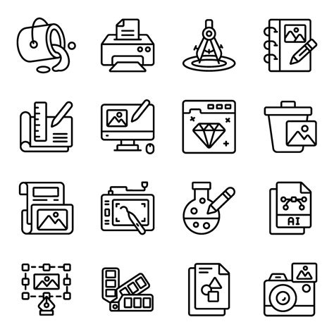 Set Of Designing Linear Icons Vector Art At Vecteezy
