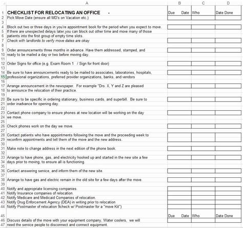 Relocation Checklist Template