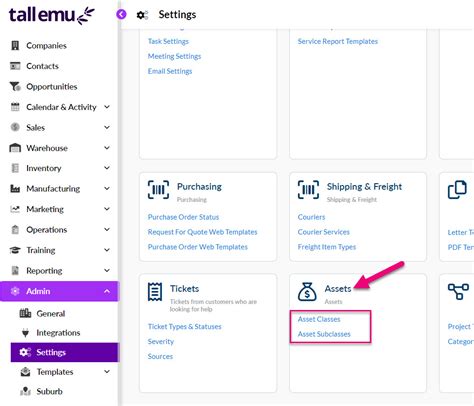 Customising Assets General Help Tall Emu Crm Myob Crm Australia