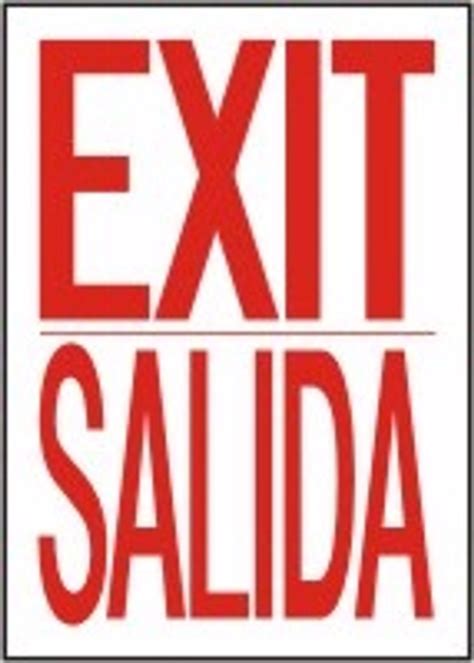 Bilingual Spanish Exit Sign