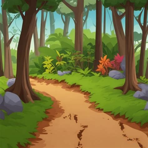 Premium Vector Vector Nature Scene With Various Forest Trees And Walkway Lane Path