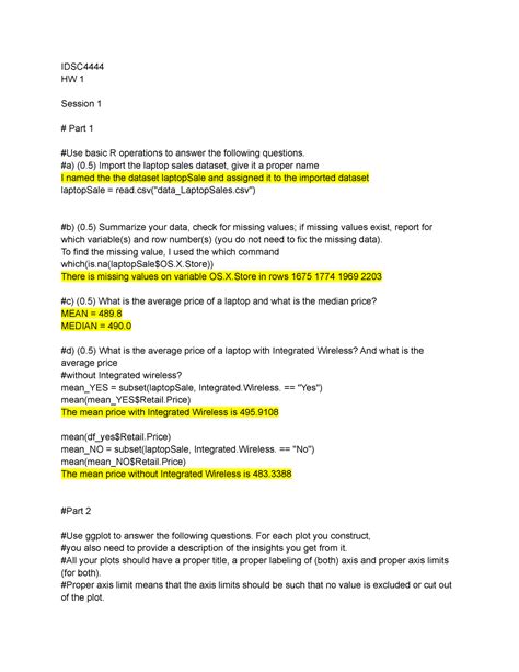HW Association Rules Hw IDSC HW Session Part Use Basic R Operations To Answer The