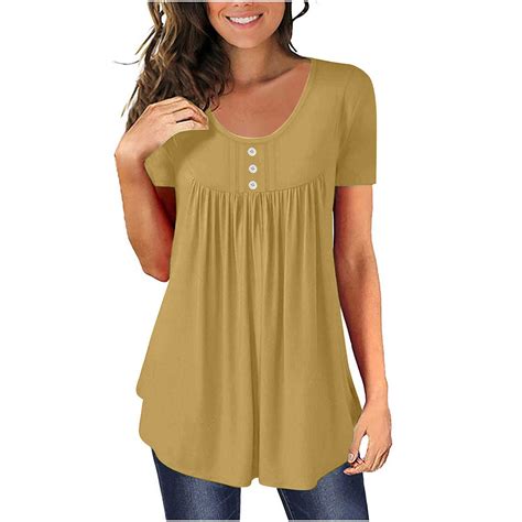 Testy Going Out Tops For Women Womens Summer Solid Round Neck