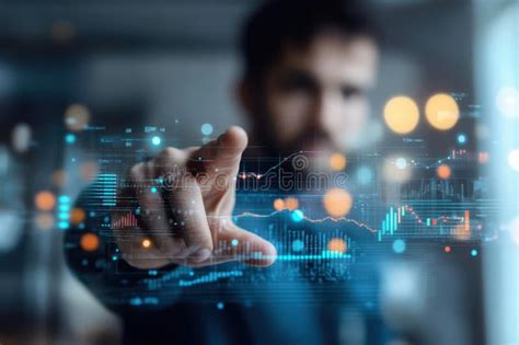 A Person Interacting With Digital Data Visualizations And Analytics