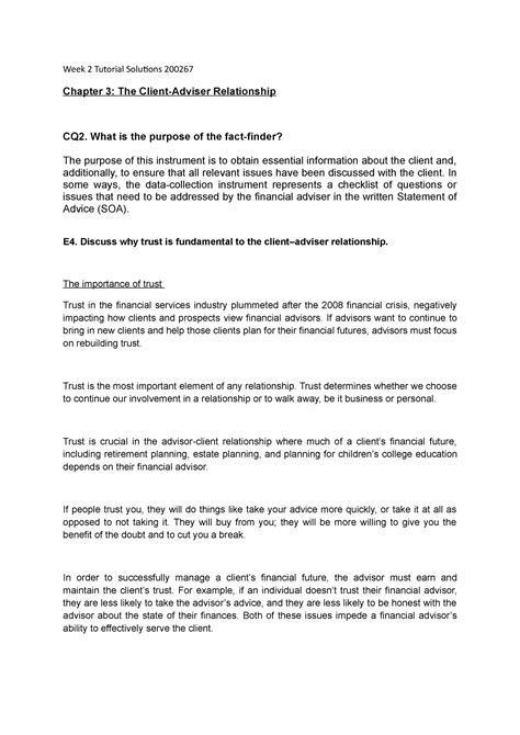 Week Tutorial Solutions Week Tutorial Solutions Chapter The Client