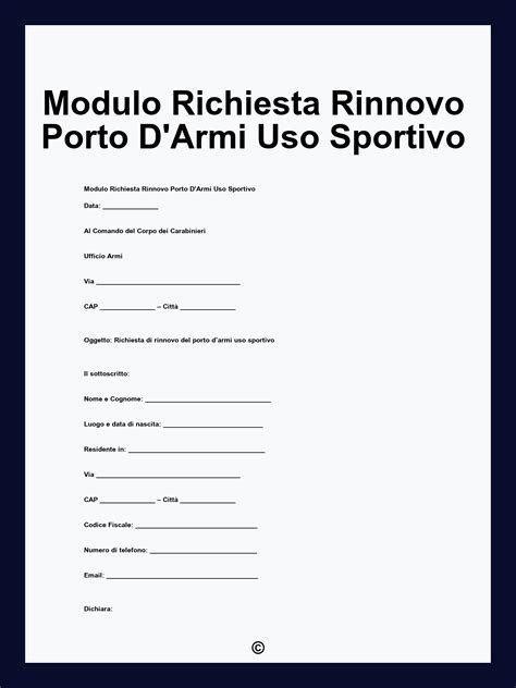 Modulo Richiesta Rinnovo Porto D Armi Uso Sportivo
