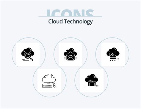 Cloud Technology Glyph Icon Pack Icon Design Email Cloud Data Access Data Vector