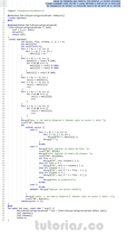 POO Objective C Matriz Dispersa Figura Cuadrado En Vector Tutorias Co