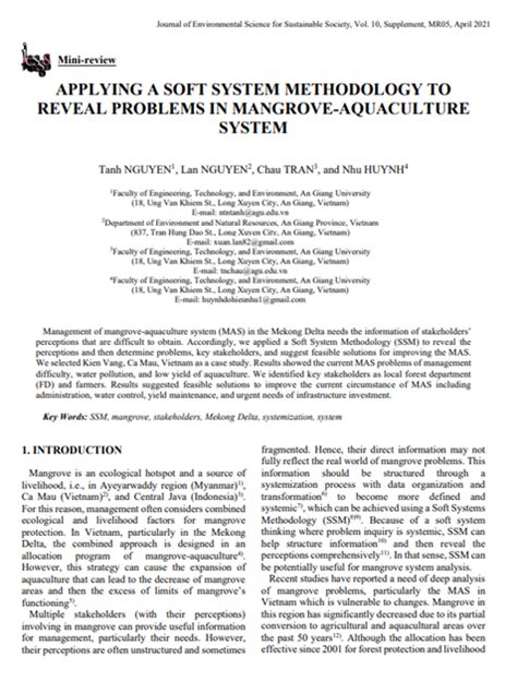 Applying A Soft System Methodology To Reveal Problems In Mangrove