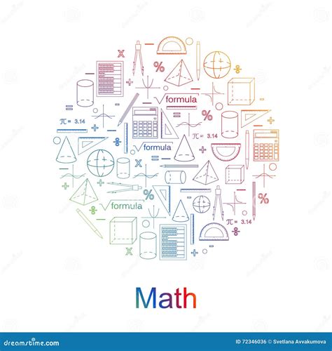 Set Of Math Icons Bright Colors Linear Style Stock Vector Illustration Of Geometry Linear