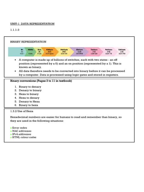 Unit 1shortnotes 1 Pdf Data Compression Byte