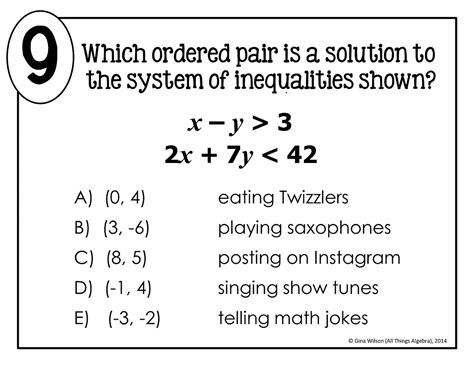 Systems Of Inequalities Math Lib Activity All Things Algebra®