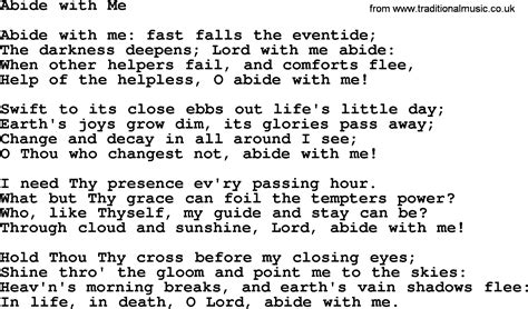 Baptist Hymnal Christian Song Abide With Me Lyrics With PDF For Printing