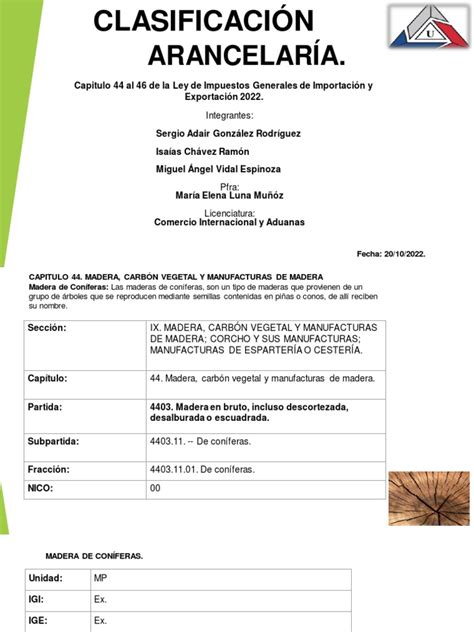 Clasificación De Mercancías Cap44 46 Pdf Productos Extranjeros