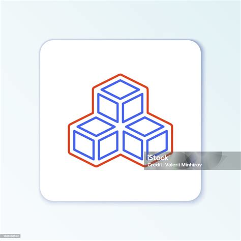 在白色背景上隔離的線等距立方體圖示幾何立方體實心圖示3d方形標誌框符號五顏六色的輪廓概念向量向量圖形及更多一個物體圖片 Istock