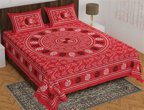 Floral Printed Bed Sheets Double Pure Cotton Rajasthani Jaipuri Prints