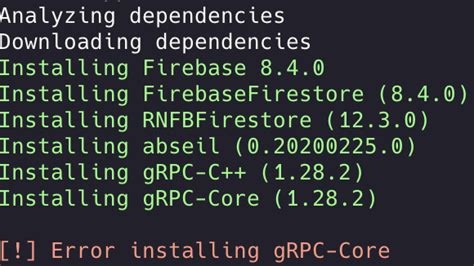 Firestore Install Grpc Core Pod Failed Issue