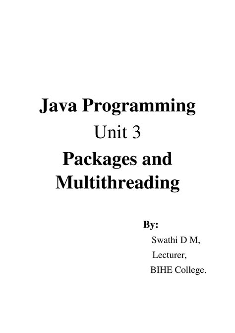 Java Unit 3 Notes Final Java Programming Unit 3 Packages And