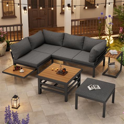Merax Gartenlounge Set Mit Ausziehbares Tischplatte Gartenmöbel Set