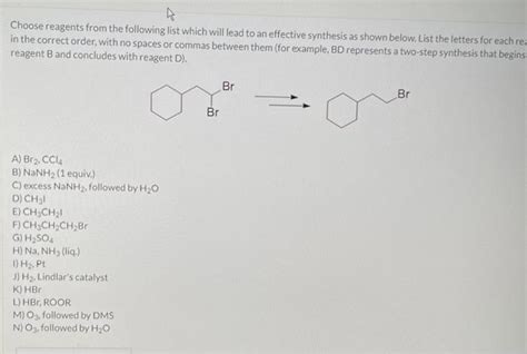 Solved A Choose reagents from the following list which will | Chegg.com