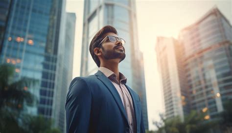 Premium Photo A Man In A Suit And Sunglasses Standing In Front Of