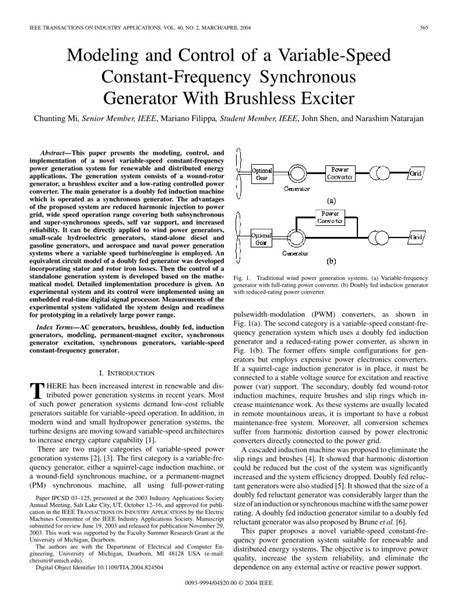 pdf modeling and control of a variable speed constant frequency