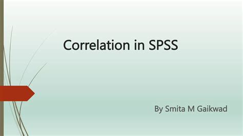 Correlation In Spss 1pptx