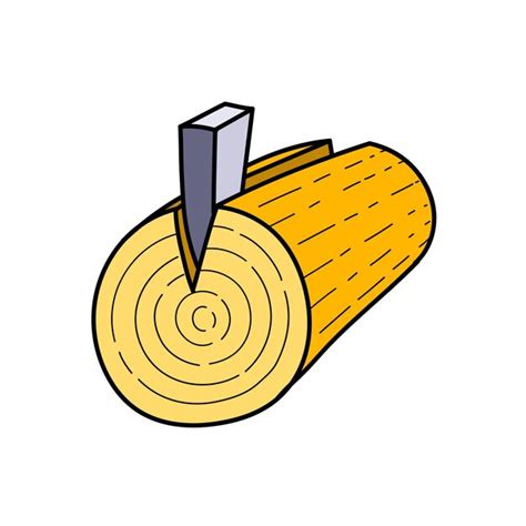 Premium Vector Wood Timber Log Splitting Wedge Hand Drawn Color