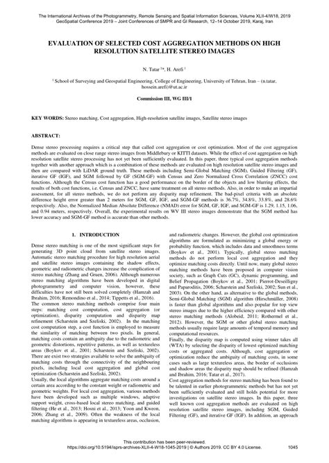 Pdf Evaluation Of Selected Cost Aggregation Methods On High