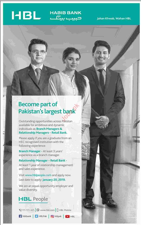 Habib Bank Limited Hbl Jobs 2019 2021 Job Advertisement Pakistan