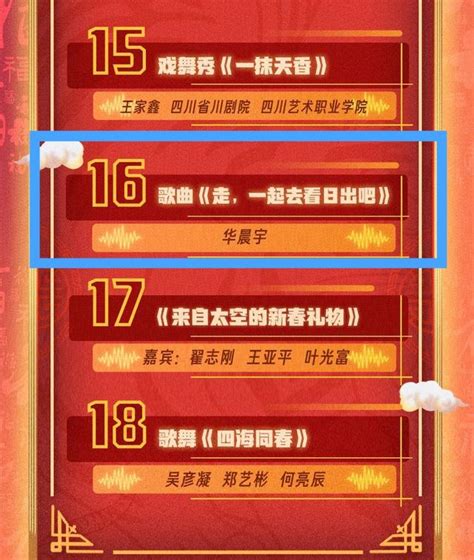 華人春晚節目單公布，今晚華晨宇壓軸演唱《走，一起去看日出吧》 每日頭條