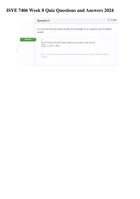Isye 7406 Week 8 Quiz Questions And Answers 2024 Isye 7406 Stuvia Us