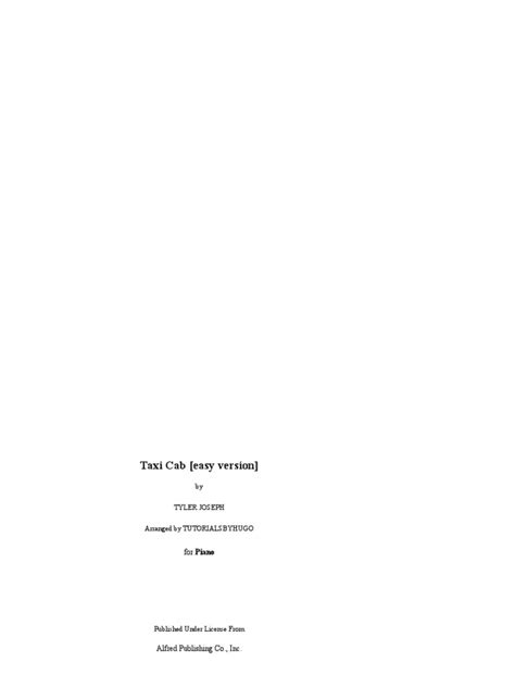 Tutorialsbyhugo Taxi Cab Easy Version Sheet Music Piano Solo In