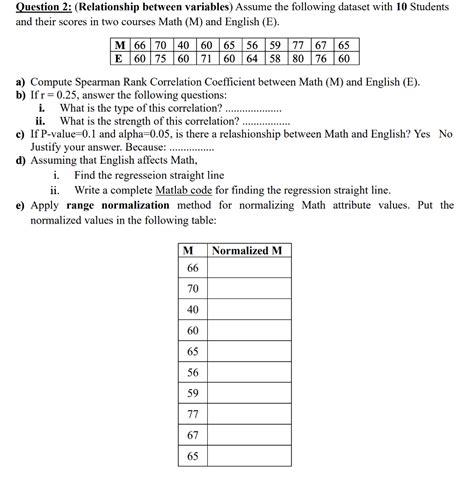 Solved Question Relationship Between Variables Assume Chegg