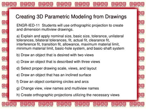 PPT Creating D Parametric Modeling From Drawings PowerPoint Presentation ID