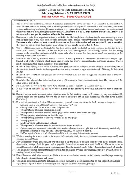 Maths 041 Set 65 2 123 Class Xii Marking Scheme