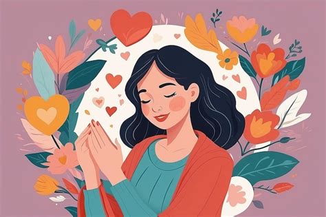 La bondad El amor propio Ilustración de vectores planos de actos de