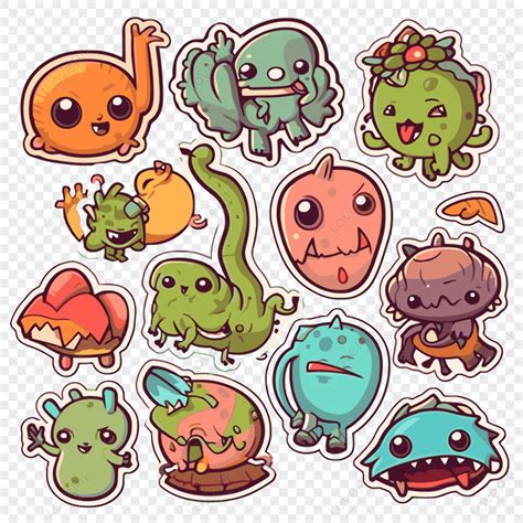 Varios Lindos Monstruos Pegatinas Conjunto De Vectores recopilación PNG Imágenes Gratis Lovepik